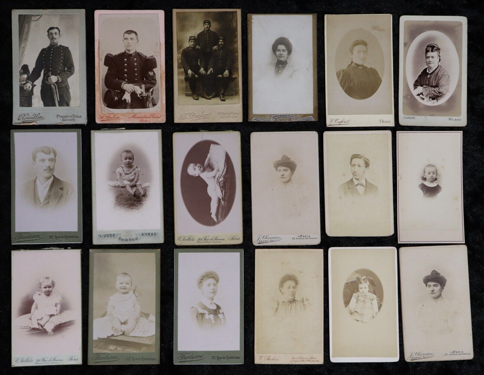 Collection of 18 Victorian Era French Studio Portrait Photographs ...
