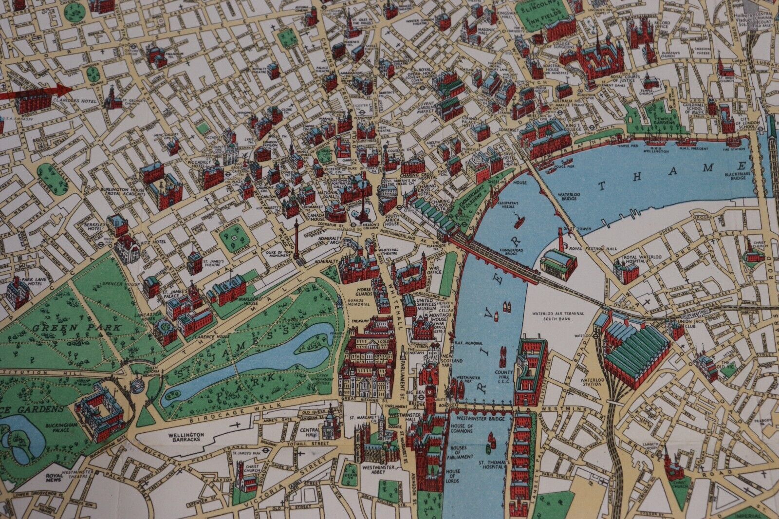 1955 The ES&A Bank: Picture Map of London Vintage Map Australian Banki ...