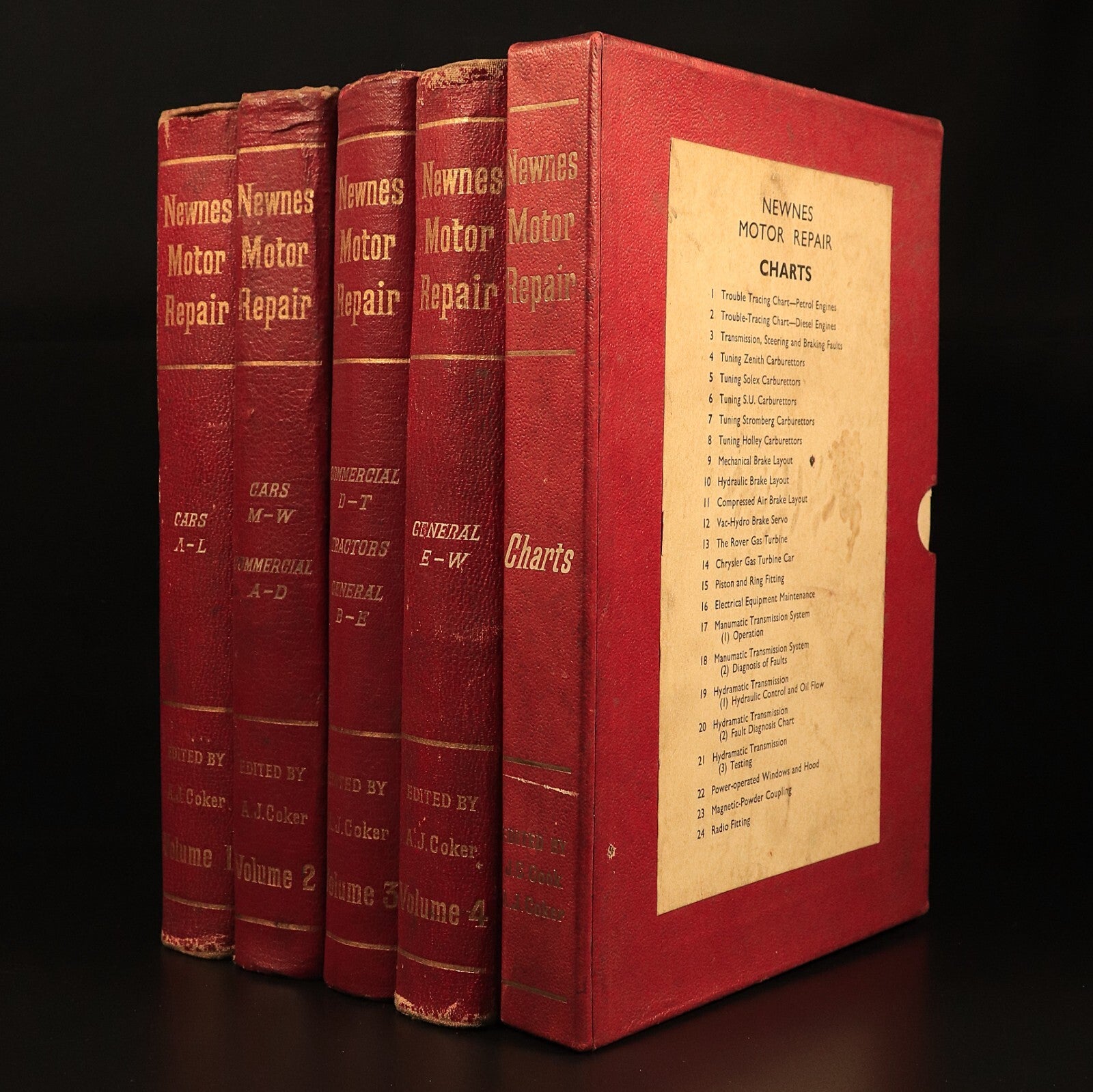 Newnes Motor Repair 1959 Vintage Automotive Reference Book Set Charts ...